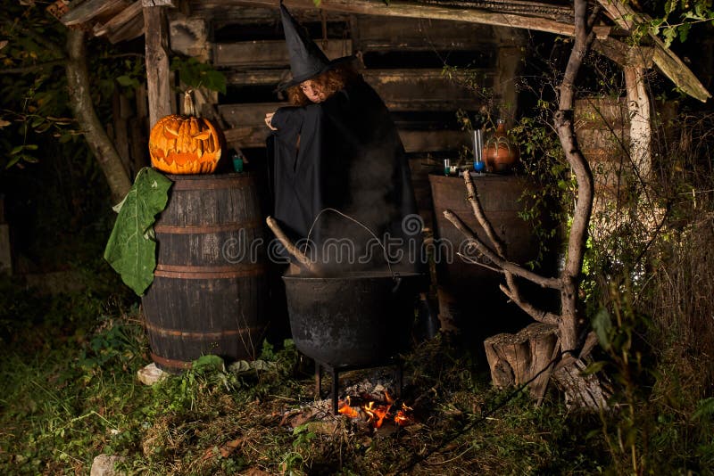 Witch boiling spells stock photo. Image of hidden, iron - 133150814