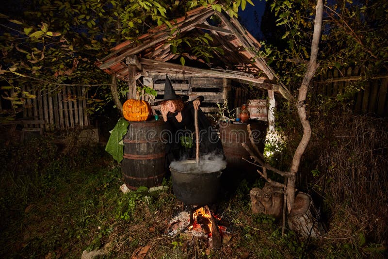 Witch boiling spells stock image. Image of people, hidden - 133150855