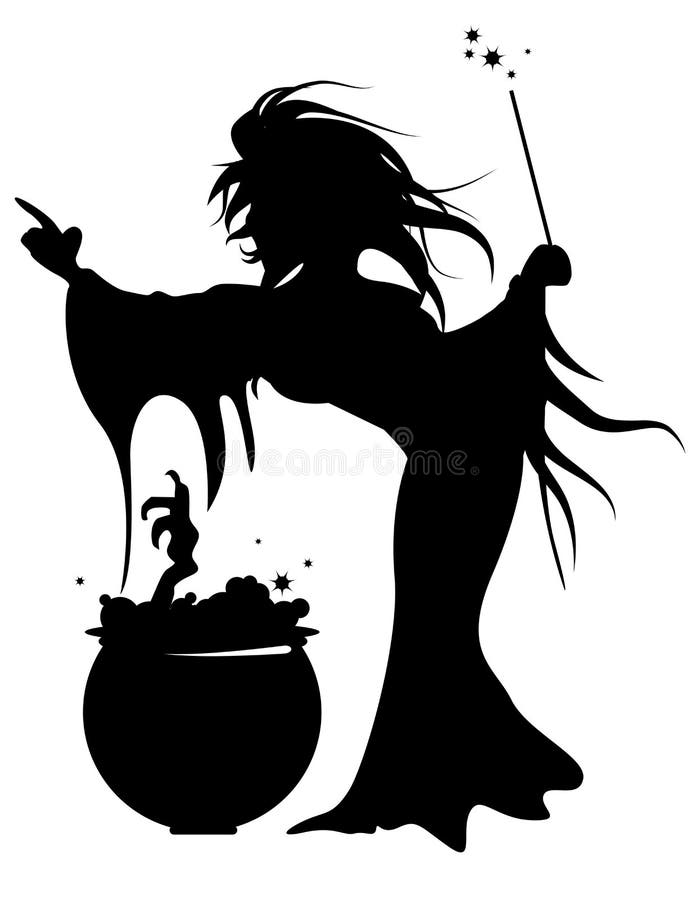 Witch Brewing a Potion in a Cauldron Stock Vector - Illustration of ...