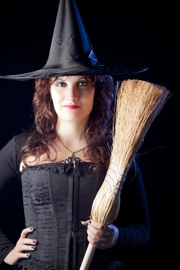 Witch with Broom stock photo. Image of camera, witch - 15897978