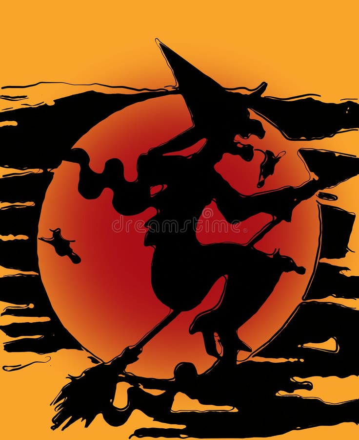 Witch on a broom stock illustration. Illustration of broomstick - 2264743