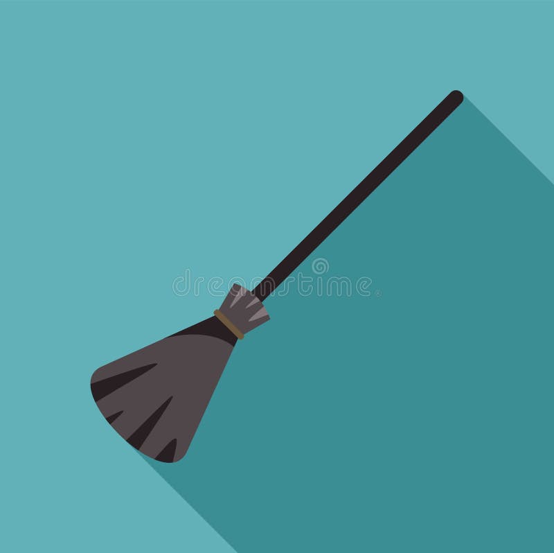 Witch Broom Casting Long Shadow Over Turquoise Background Stock ...
