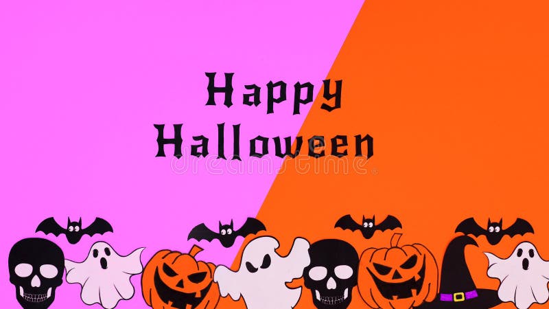 Witch on Broom Fly Above the Happy Halloween Text. Stop Motion Stock ...