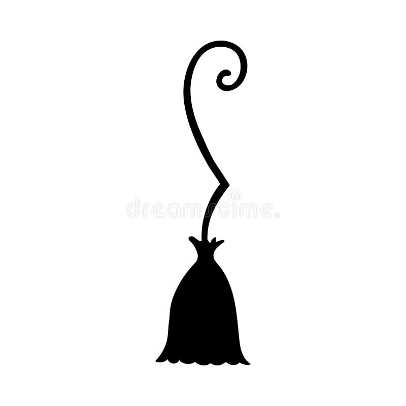 Witch Brooms Isolated on White Background. Halloween Decorative Element ...