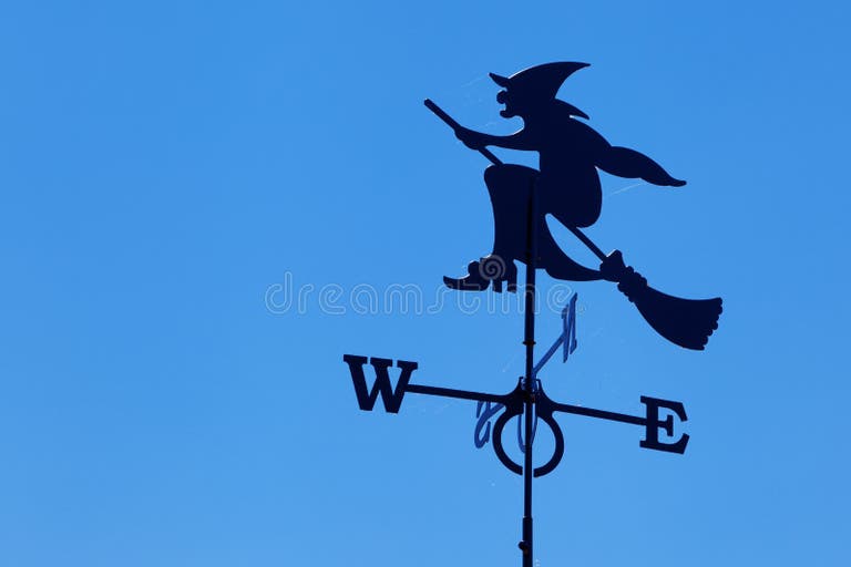 Witch on Broomstick Weather Vane Stock Image - Image of evening, nature ...