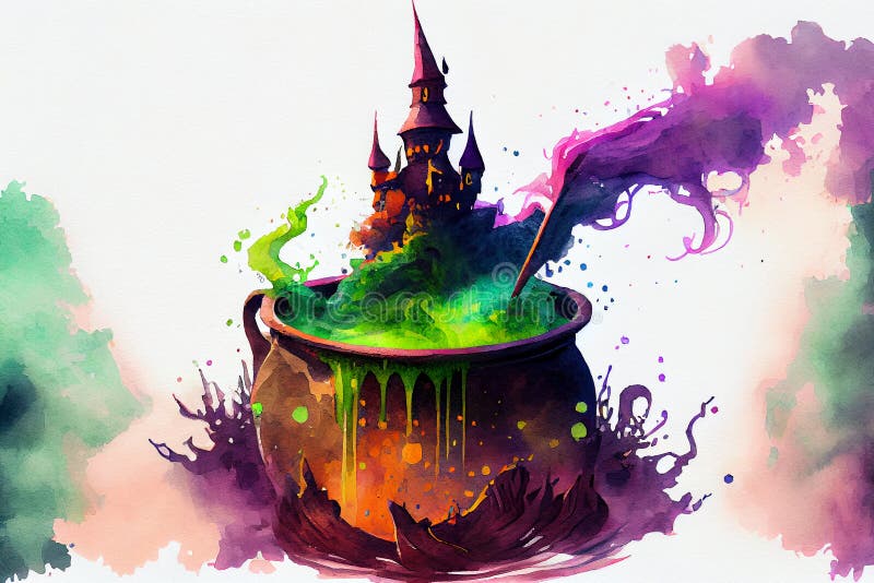 A Witch Bubbling Cauldron, Wizardry and Magic, Generative Ai ...