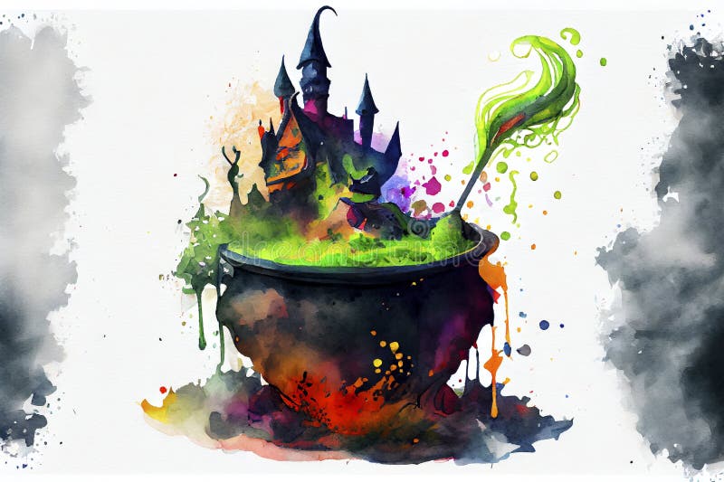 A Witch Bubbling Cauldron, Wizardry and Magic, Generative Ai Stock ...