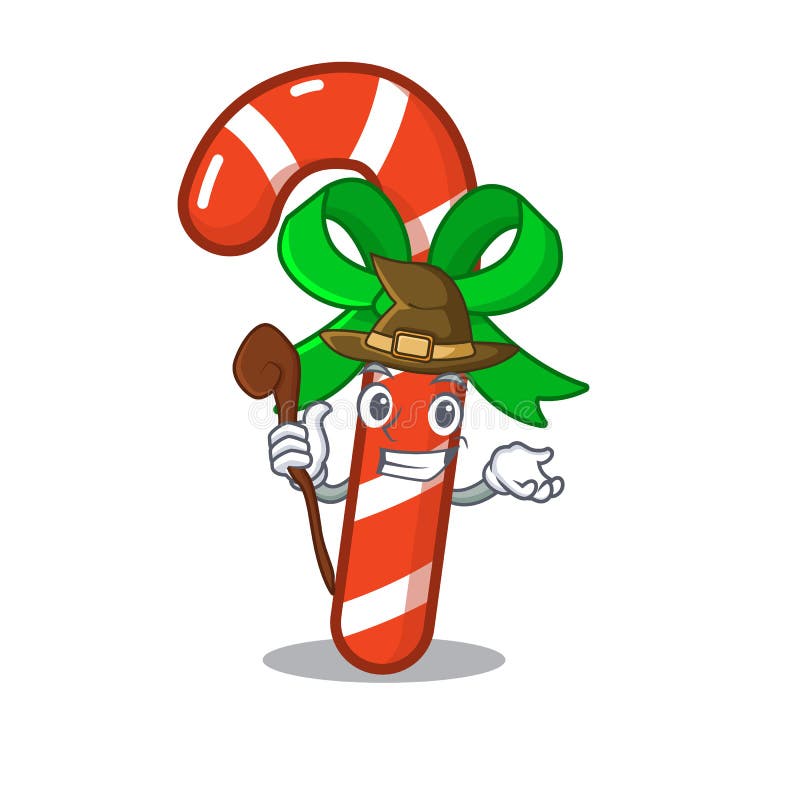 Witch Candy Cane Character Shaped a Cartoon Stock Vector - Illustration ...