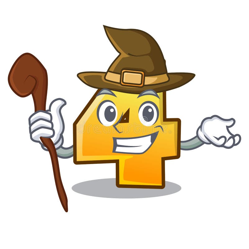 Witch Cartoon the House Number Four Figure Stock Vector - Illustration ...