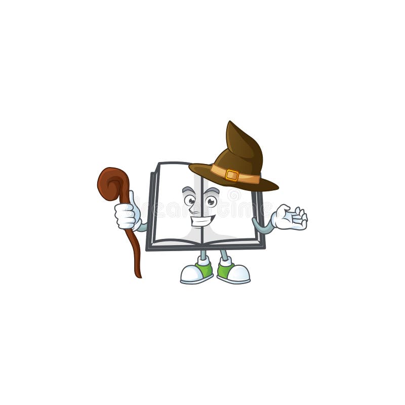 Witch Cartoon Open Book with Cartoon Shape Stock Vector - Illustration ...