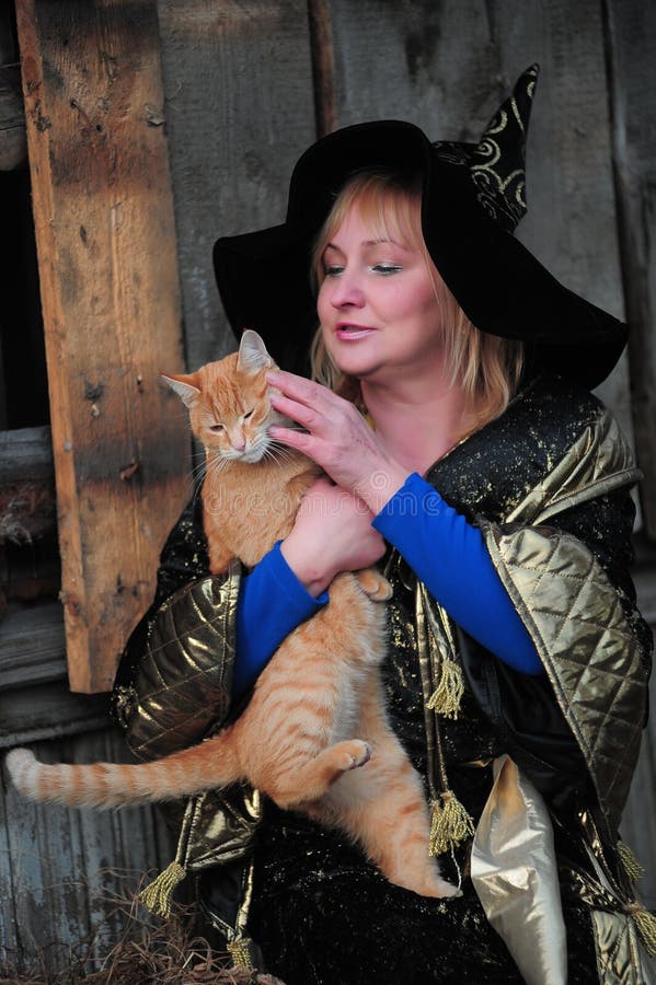 Witch with a cat stock photo. Image of boiling, alchemist - 18473634