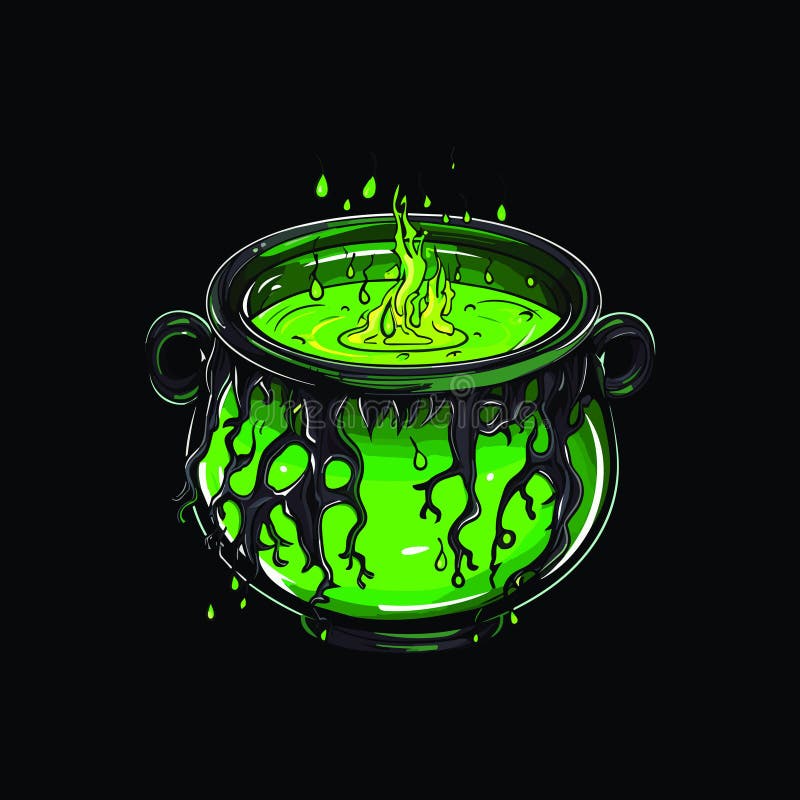 Witch Cauldron with Bubbling Liquid Magic Potion. Symbol of Witchcraft ...