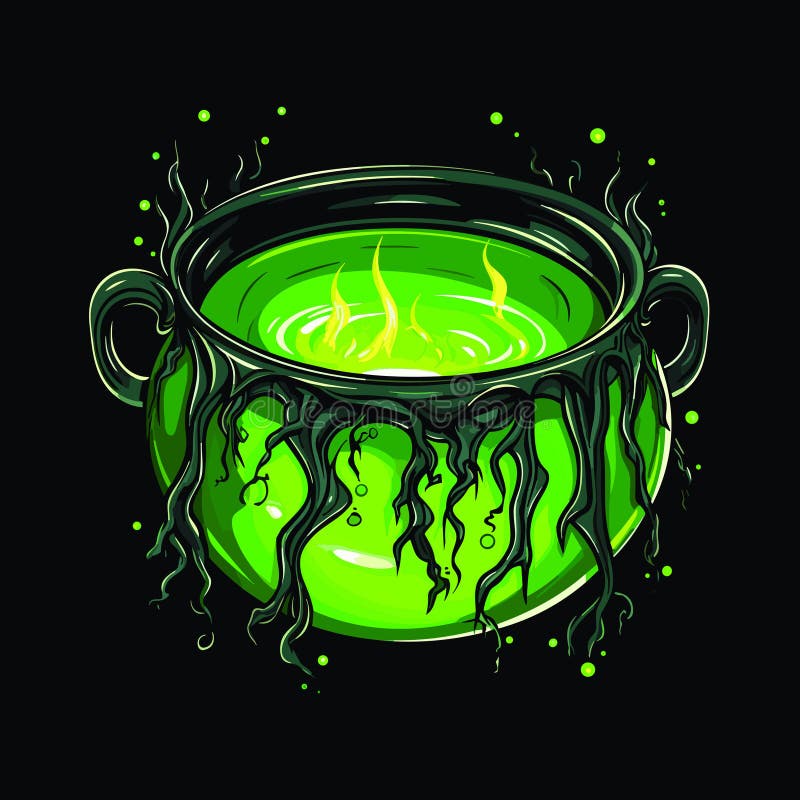 Witch Cauldron with Bubbling Liquid Magic Potion. Symbol of Witchcraft ...