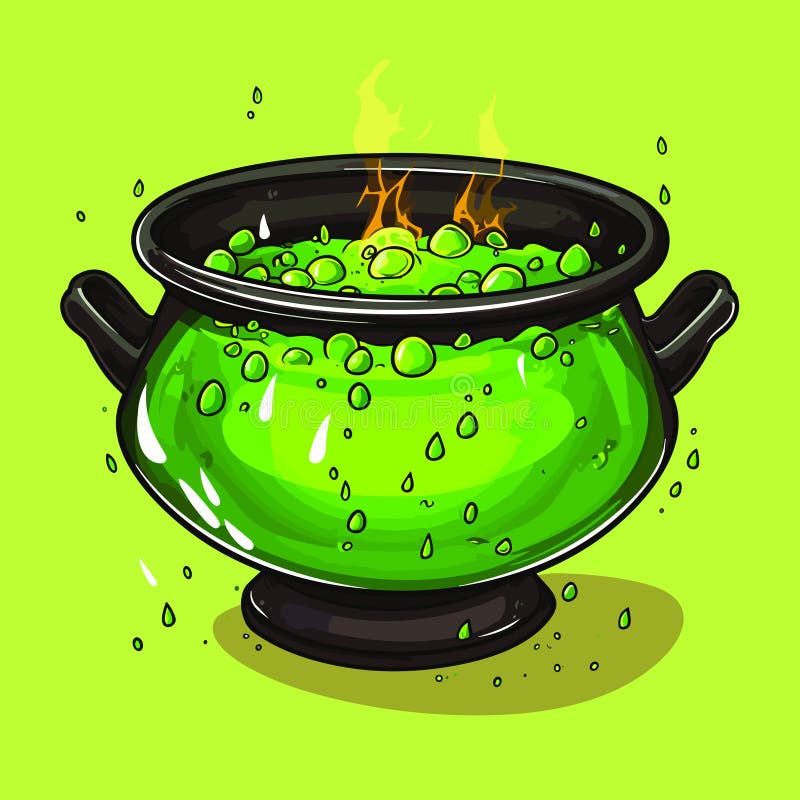 Witch Cauldron with Bubbling Liquid Magic Potion. Symbol of Witchcraft ...