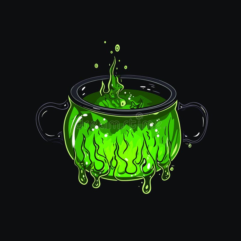 Witch Cauldron with Bubbling Liquid Magic Potion. Symbol of Witchcraft ...