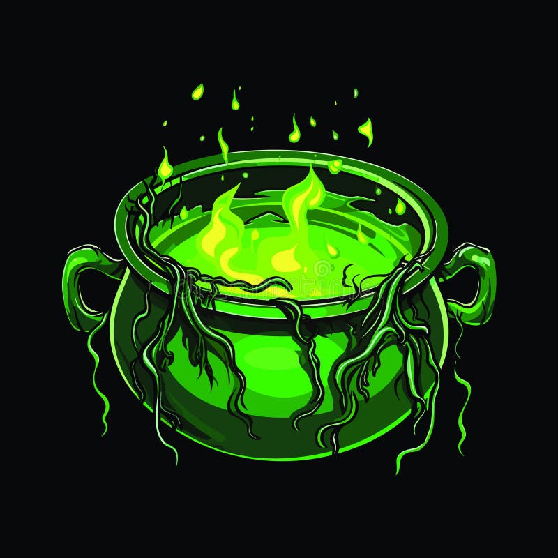 Witch Cauldron with Bubbling Liquid Magic Potion. Symbol of Witchcraft ...