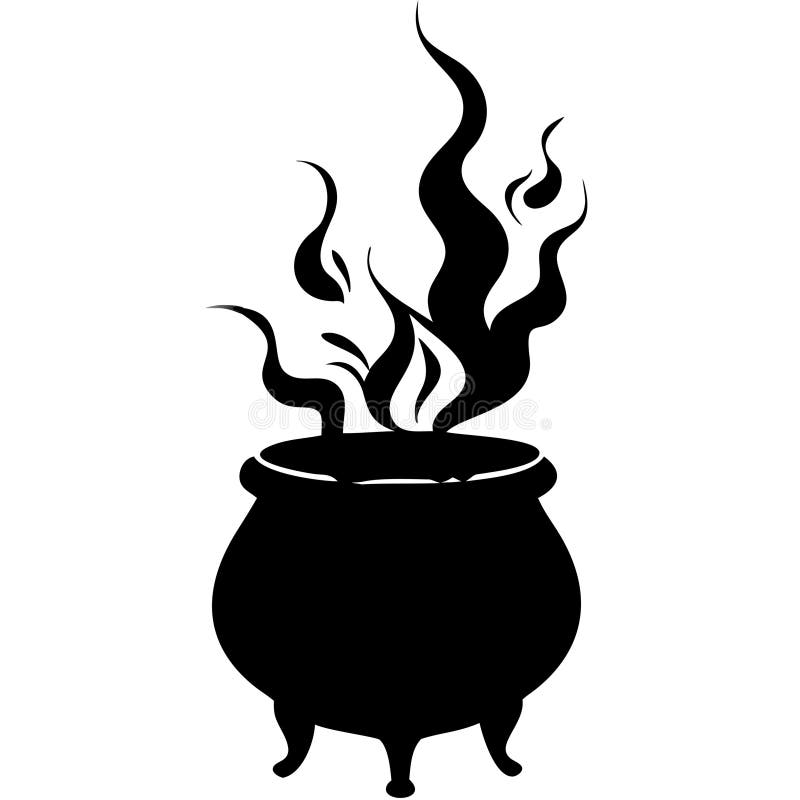 Witch Cauldron Silhouette with Rising Steam for Halloween Designs Stock ...