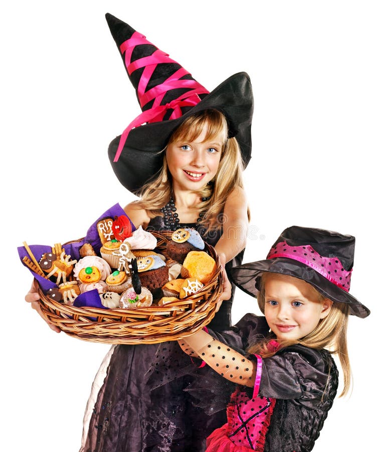Witch Children at Halloween Party. Stock Image - Image of fall, witch ...