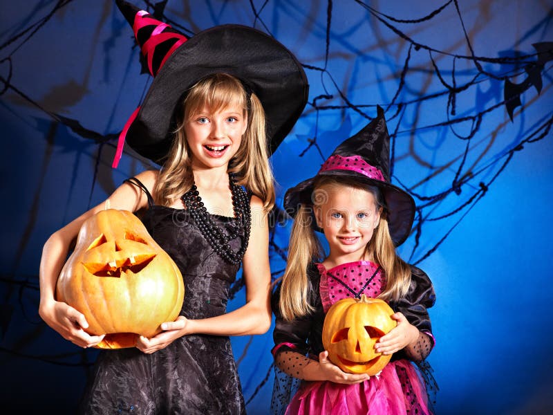 Halloween Party with Children Stock Photo - Image of children, exciting ...