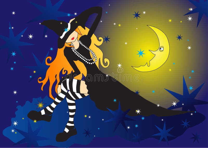 Witch on cloud stock vector. Illustration of fantasy, magic - 3308847