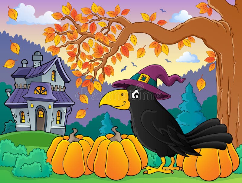 Witch crow theme image 4 stock vector. Illustration of character - 77241536