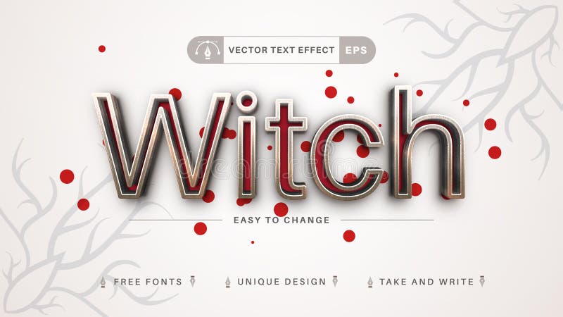 Witch - Editable Text Effect, Font Style Stock Vector - Illustration of ...