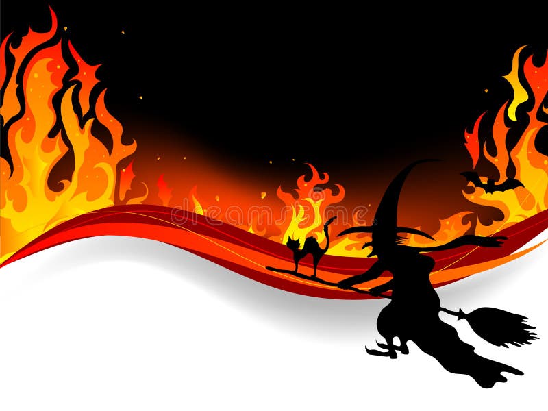 Witch in fire stock vector. Illustration of label, symbol - 20906776