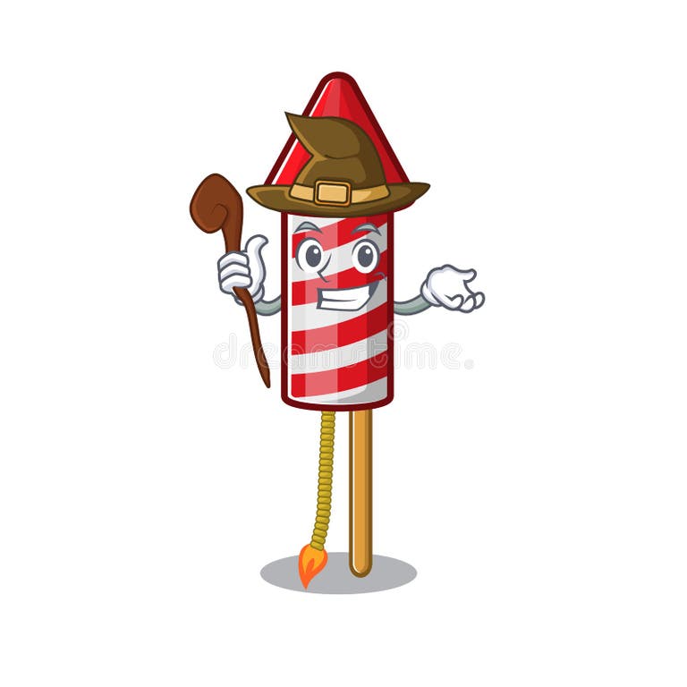 Witch Fireworks Rocket Mascot in Cartoon Shape Stock Vector ...