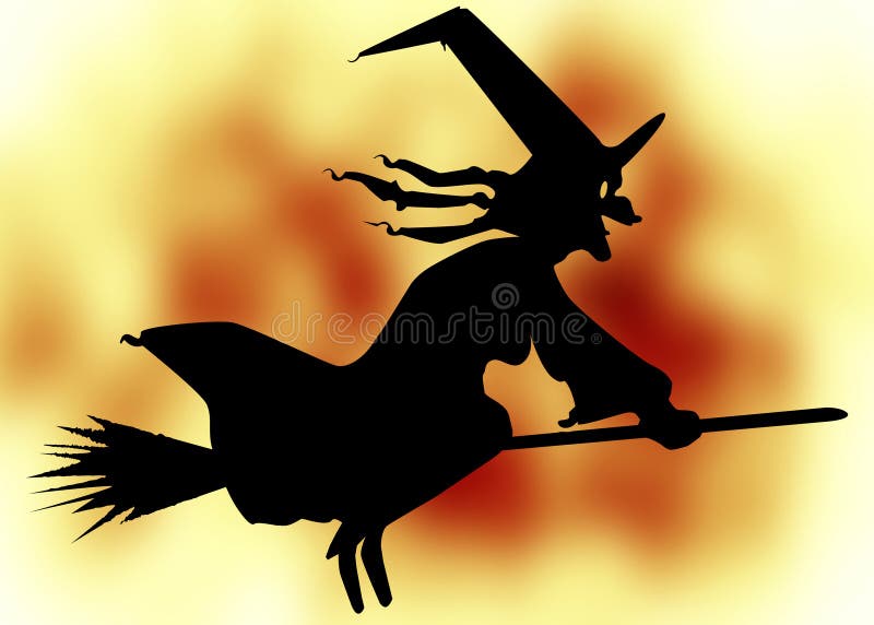 Witch on Flight stock illustration. Illustration of drawing - 281912606