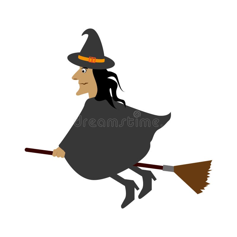 Witch Flying Halloween Card Stock Vector - Illustration of night ...