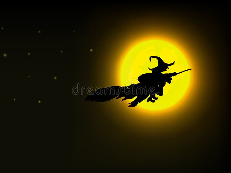 Witch Flying Over Moon Stock Illustrations – 660 Witch Flying Over Moon ...