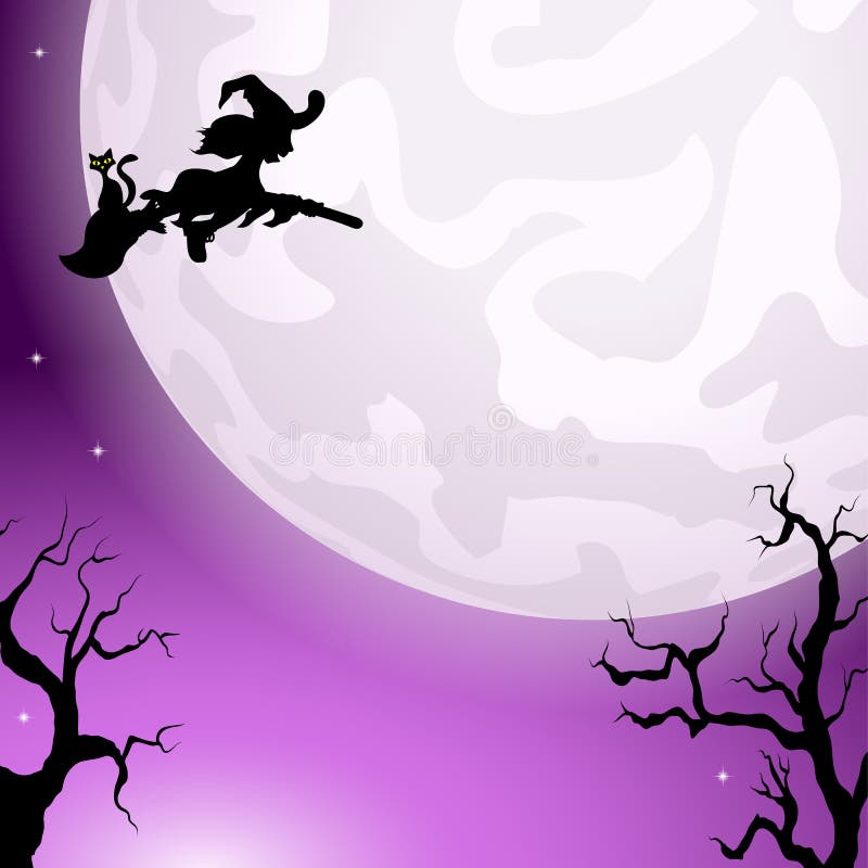 Witch flying over the moon stock vector. Illustration of seasonal ...