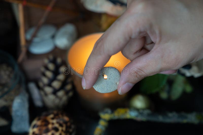 Witch Hand Holds Adder Stone. Magic Items Scene Stock Photo - Image of ...