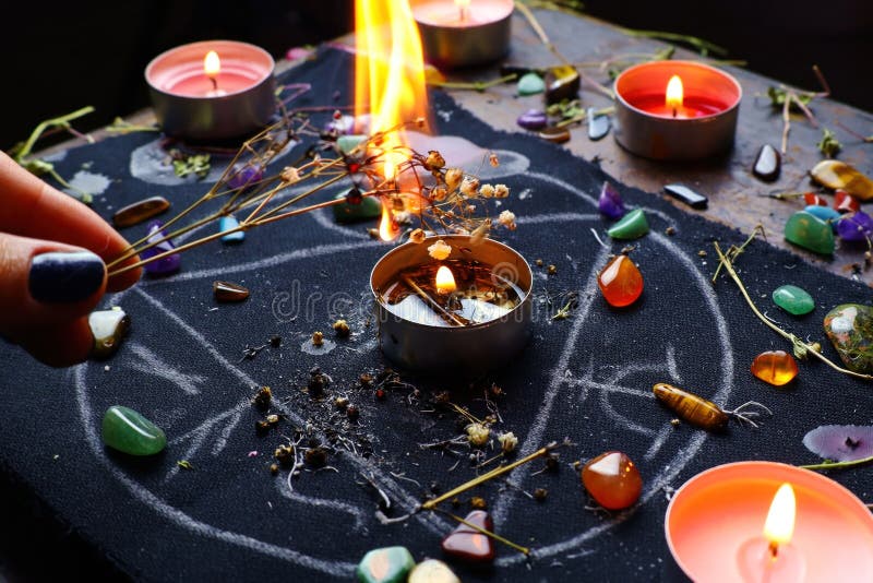 Witch Hands Burning Herbs for a Black Magic Ritual with the Help of ...