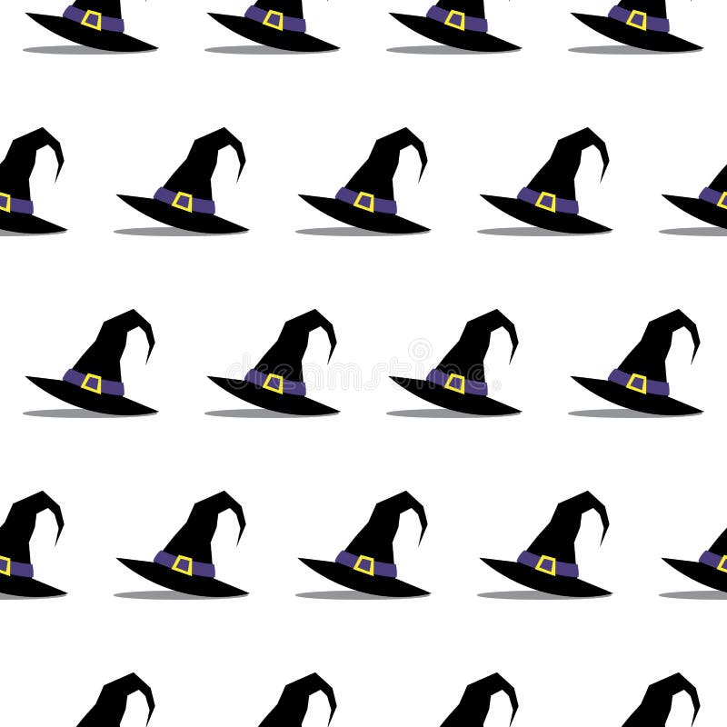 Witch Hat Halloween Seamless Pattern Stock Vector - Illustration of ...