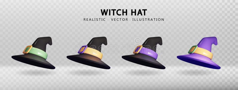 Witch Hat Isolated. Realistic 3d Halloween Hat Stock Vector ...