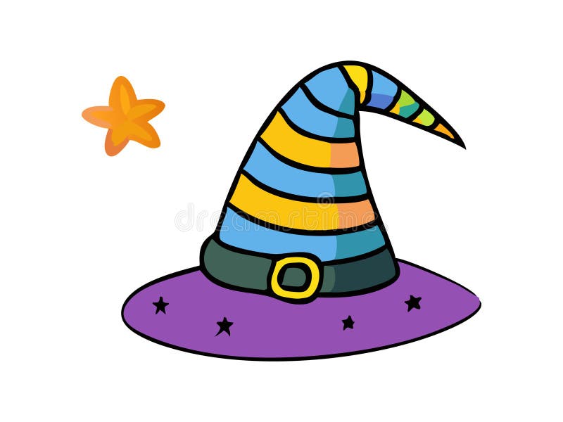 Witch Hat Isolated on a White Background. Hand Drawn Wizard Pointed Hat ...