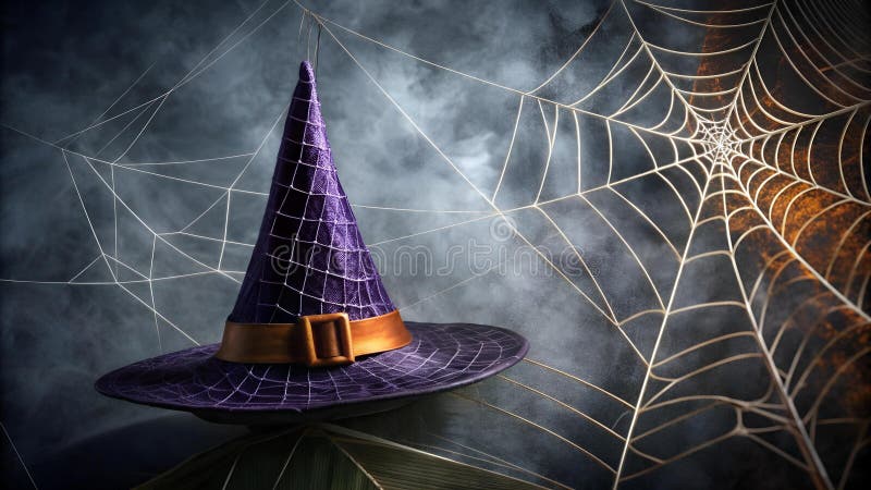 Witch Hat with a Spiderweb Detail Generative AI Stock Illustration ...