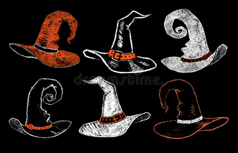 Witch hats collection. stock illustration. Illustration of sketchy ...