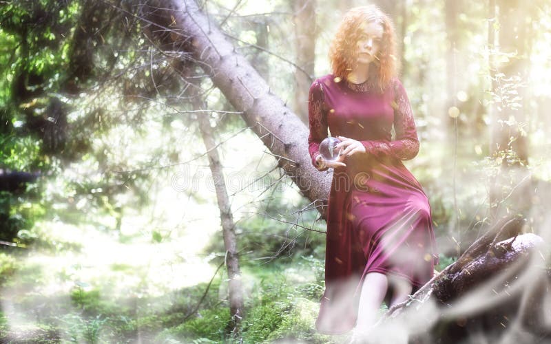 Witch ritual in a forest stock photo. Image of dark - 102837702
