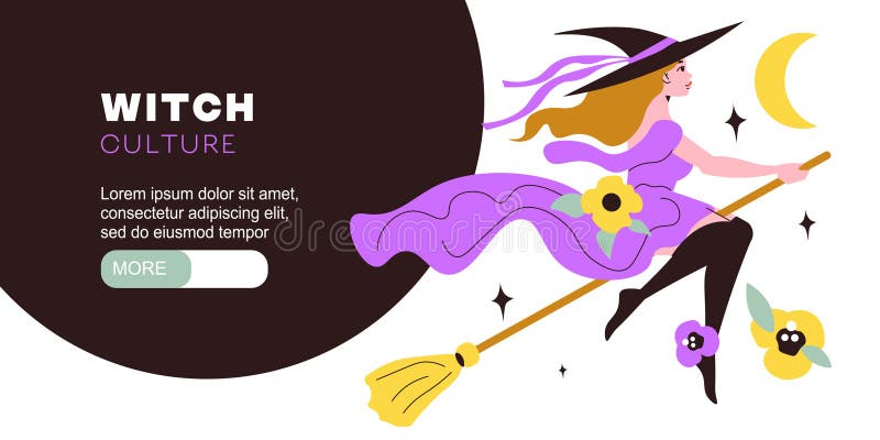 Witch Horizontal Banner stock vector. Illustration of internet - 282297427