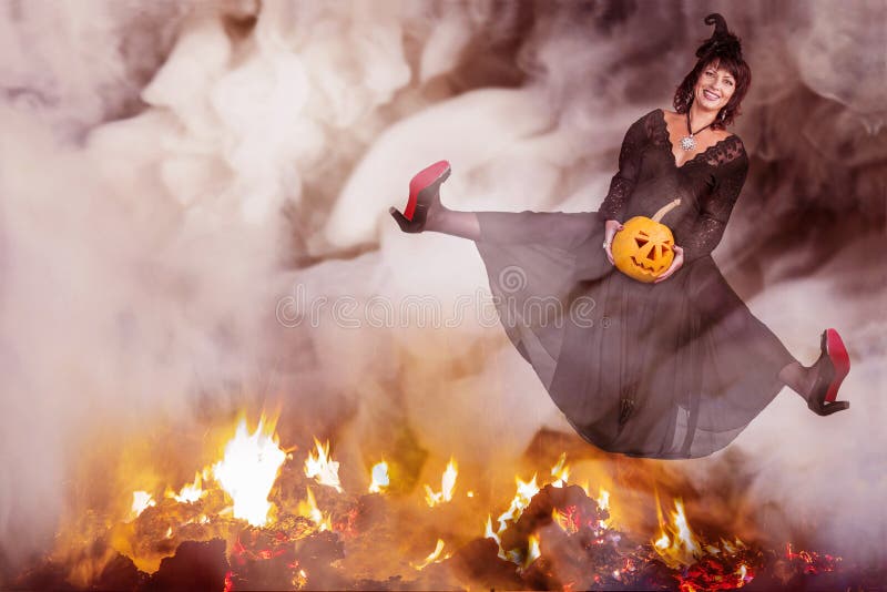 Woman in witch costume stock image. Image of dress, makeup - 35669945