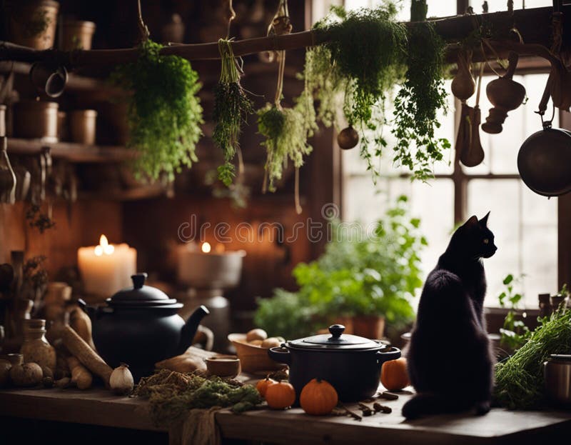 Witch Kitchen II stock illustration. Illustration of setting - 355320123