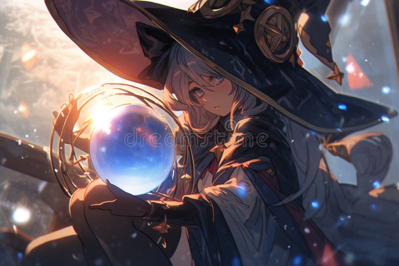 A Witch with a Magic Ball. AI Generated Stock Illustration ...