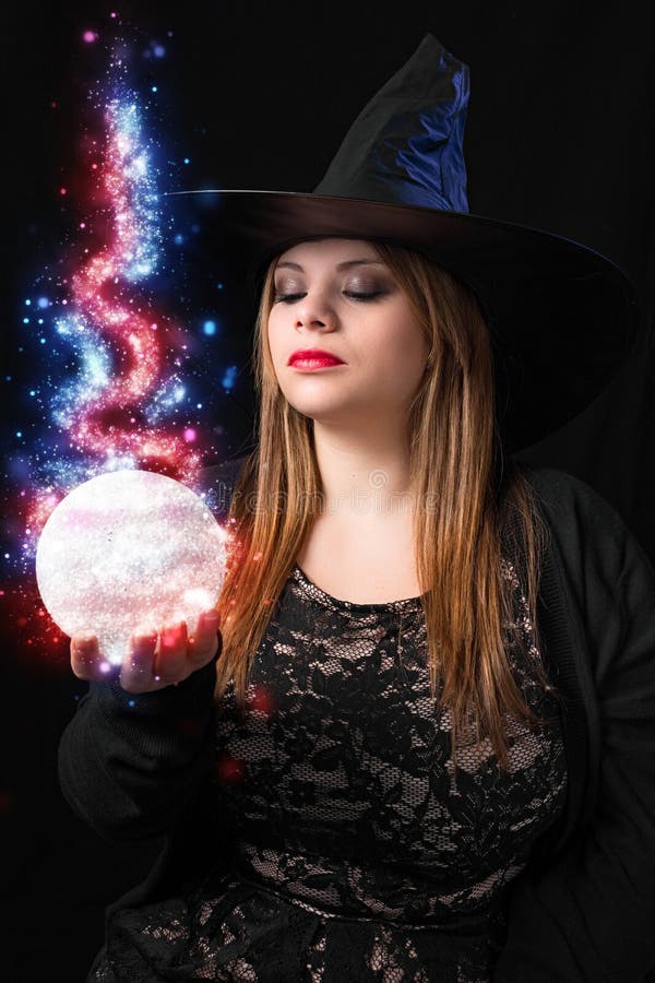 Witch with magic ball stock photo. Image of fortune, hold - 61877222