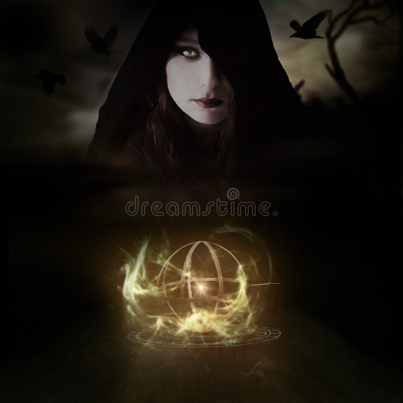 Witch with magical fire stock photo. Image of witch - 166827044