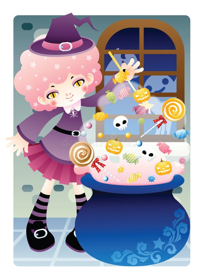 Witch making potion stock vector. Illustration of witch - 5721957