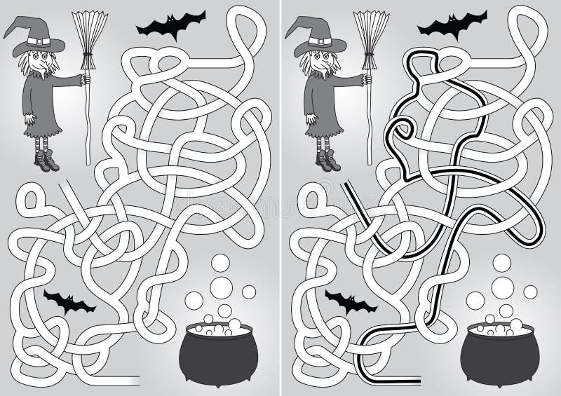 Witch maze stock illustration. Illustration of cauldron - 248544525