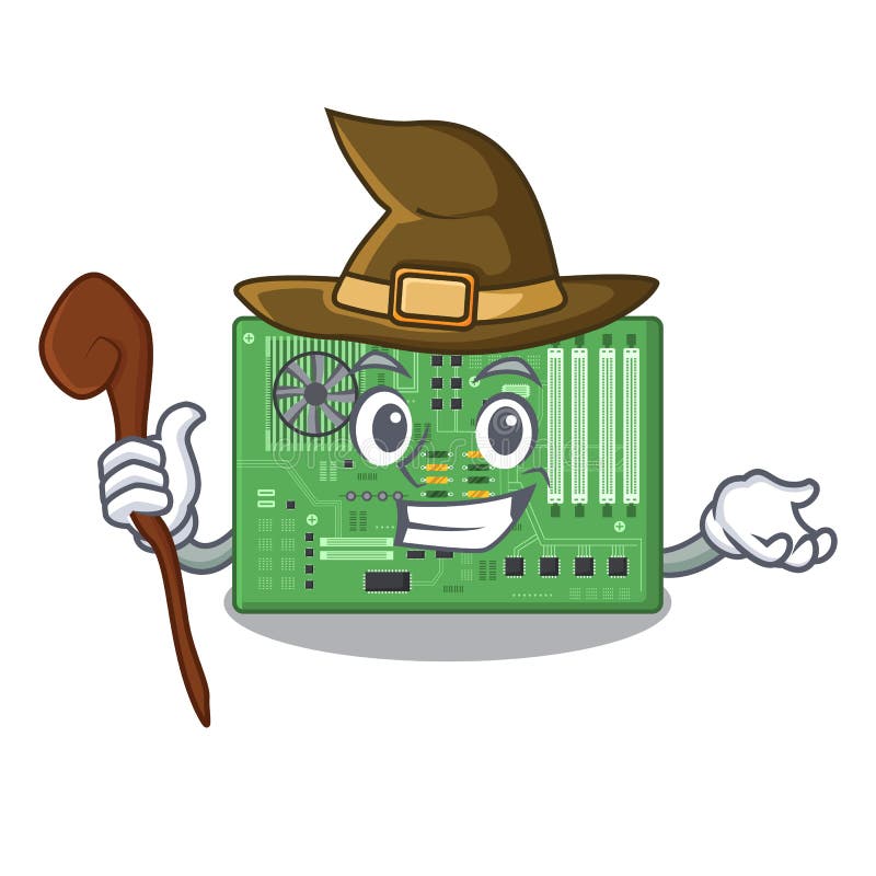 Witch Motherboard in the a Computer Cartoon Stock Vector - Illustration ...