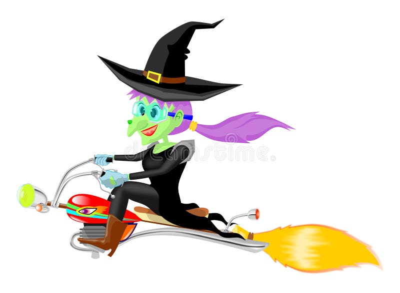 Witch Driving Trike Motorcycle - Trick or Treat Stock Vector ...